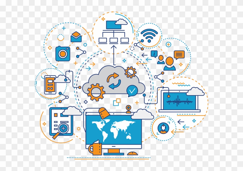Illustration Of Connected World And Internet Cloud - Web Services ...