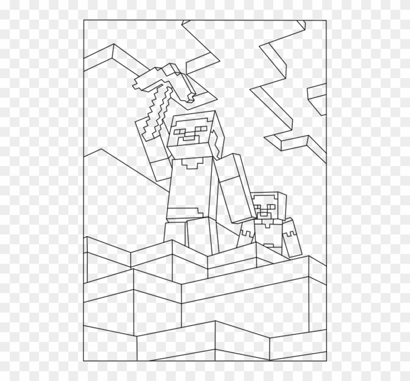 Minecraft Steve - Line Art, HD Png Download - 500x700(#467120) - PngFind
