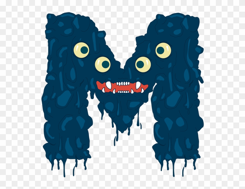 Funny Monster Font Letter M - Scary Letter M, HD Png Download - 595x595 ...