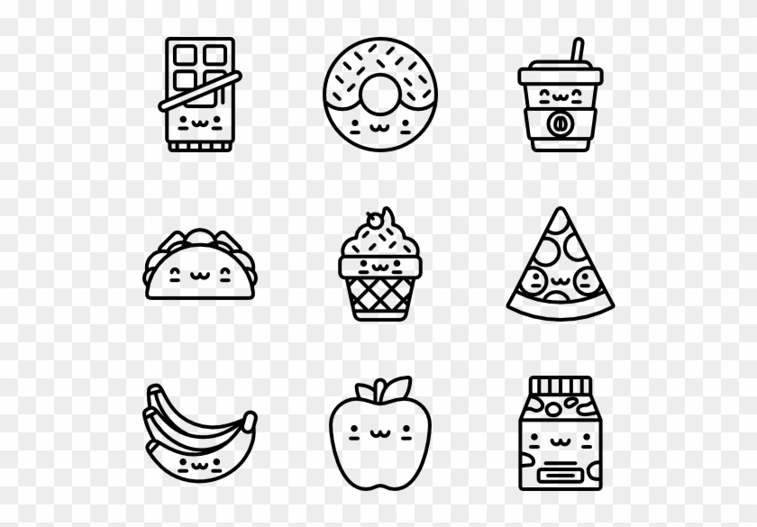 Cute Food - Cute Food Black And White, HD Png Download - 600x564 ...