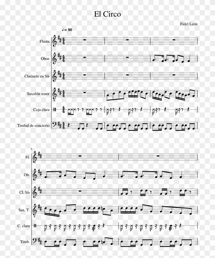 El Circo Sheet Music For Flute, Clarinet, Oboe, Tenor - Little Happiness Hebe Piano Sheet, HD ...