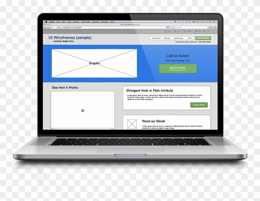 Website Wireframe Example Graphic - Wireframe Web Png, Transparent Png ...