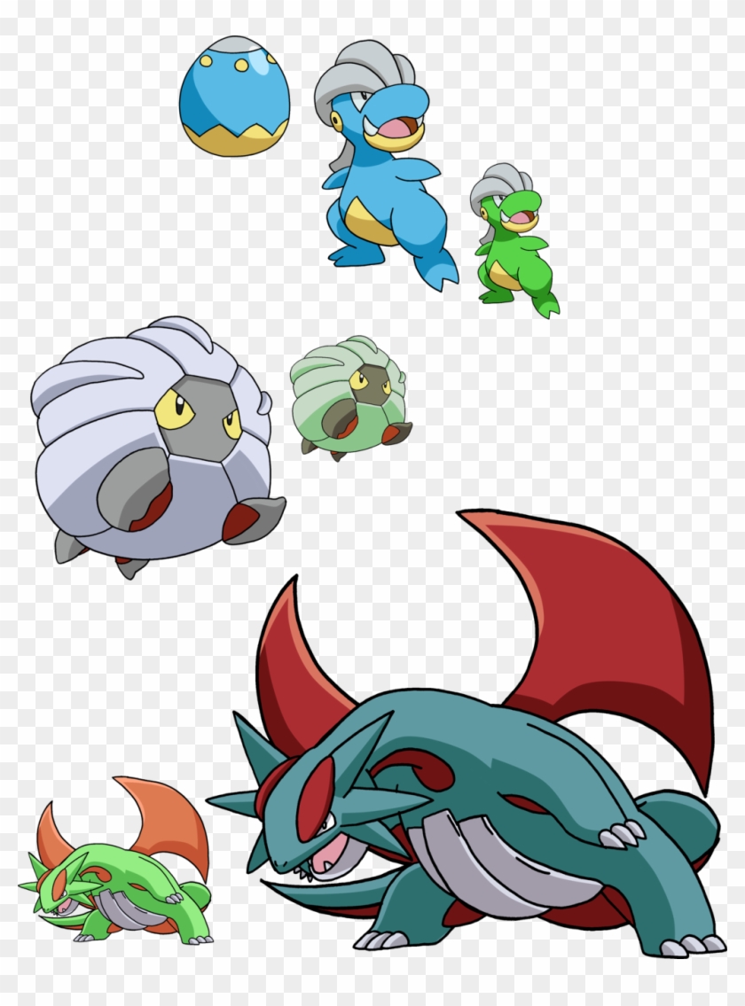 Sprites De Bagon, Shelgon Y Salamance, En Modo Normal - Bagon Shelgon ...