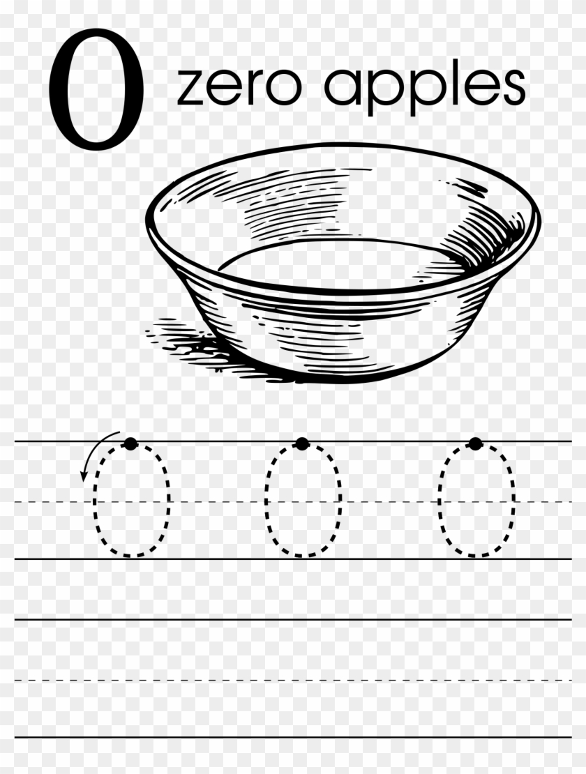 Number 0 Zero Handwriting Worksheet Preschool With - Drawing Of A Bowl ...