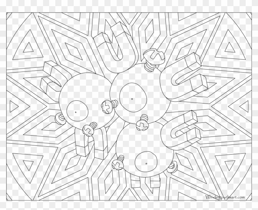 #082 Magneton Pokemon Coloring Page - Line Art, HD Png Download ...