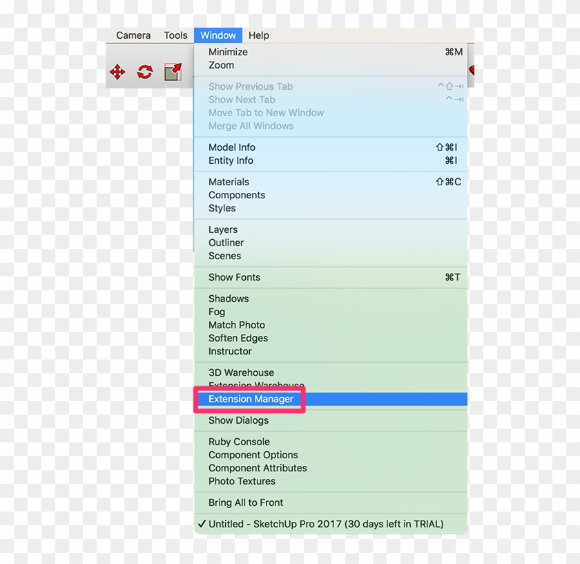 Open The Window Menu From The Sketchup Top Menu Bar, - Extension ...