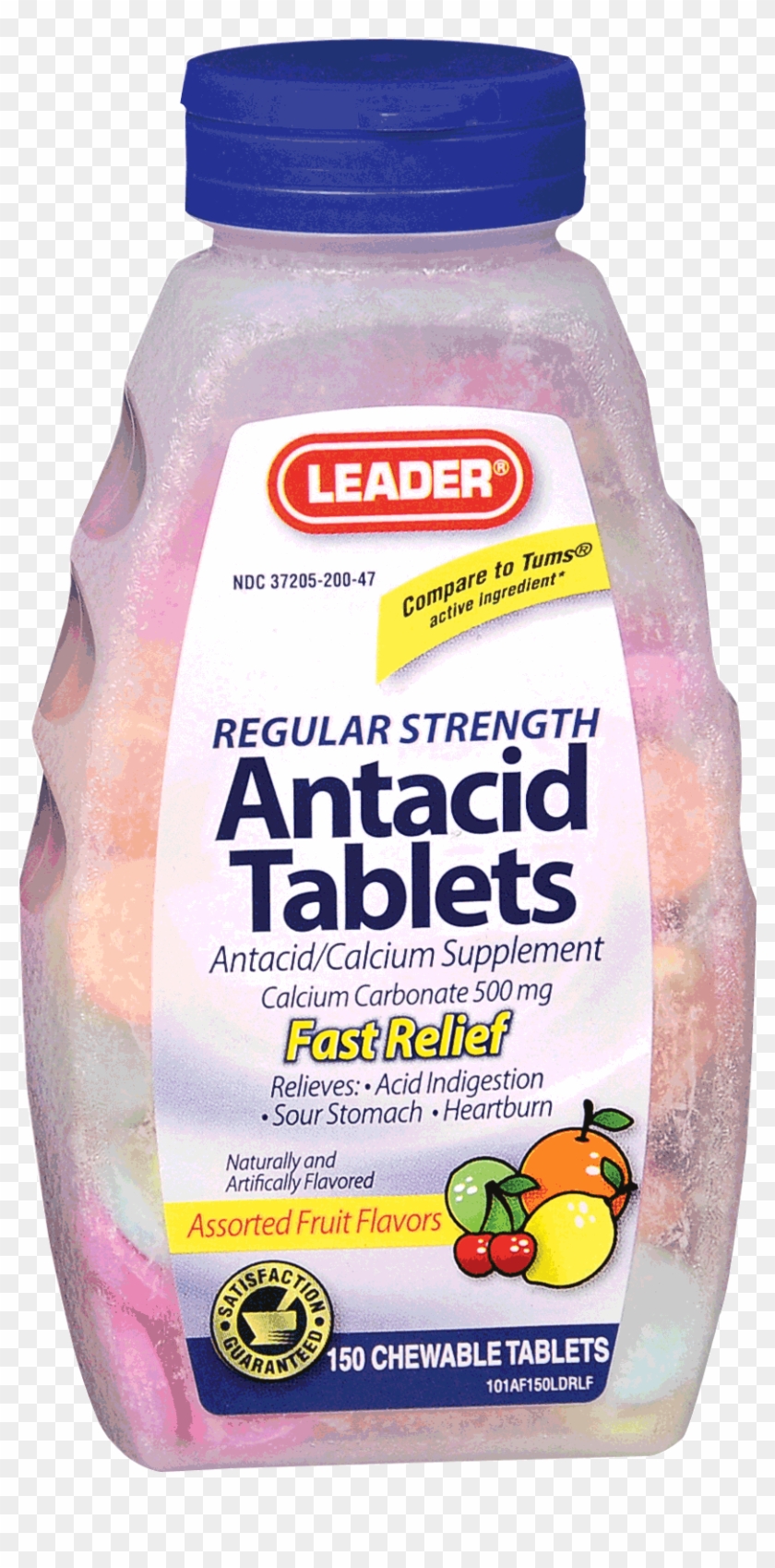 Leader Antacid Chewable Fruit Tablets - Bottle, HD Png Download ...