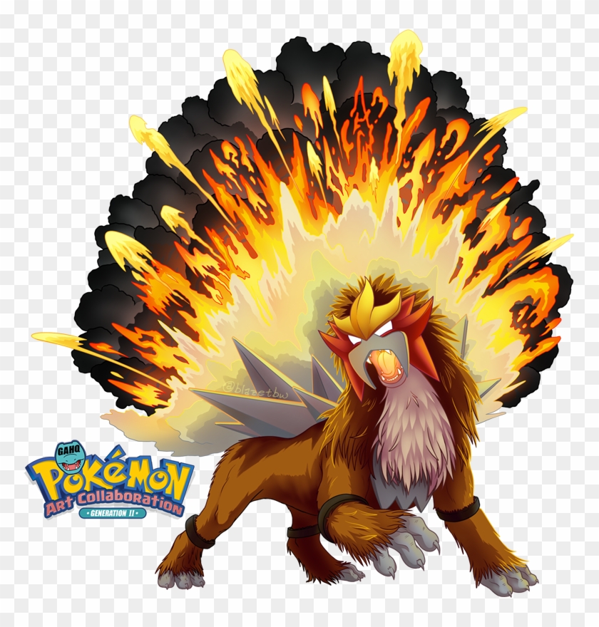 #244 Entei Used Eruption And Sacred Fire In The Game - Illustration, HD ...