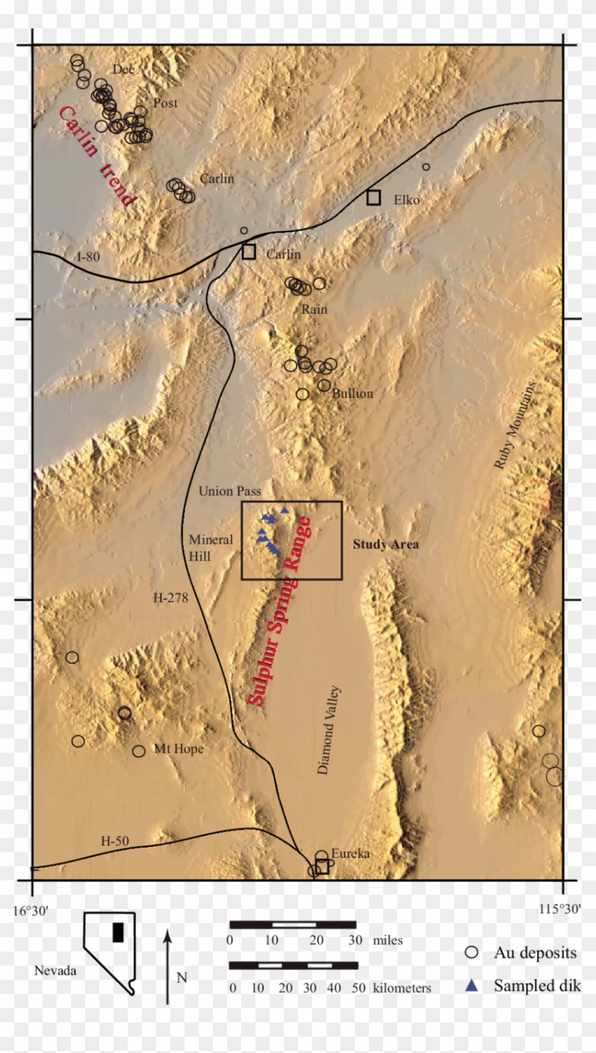 Shaded Relief Map Of Central Nevada, Showing The Location - Sand, HD ...