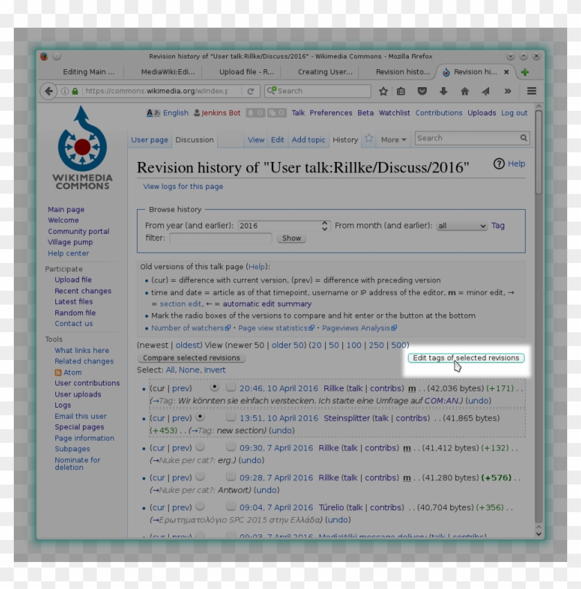 Mediawiki Edit Tags Button On History Page Opensuse - Wikimedia Commons ...