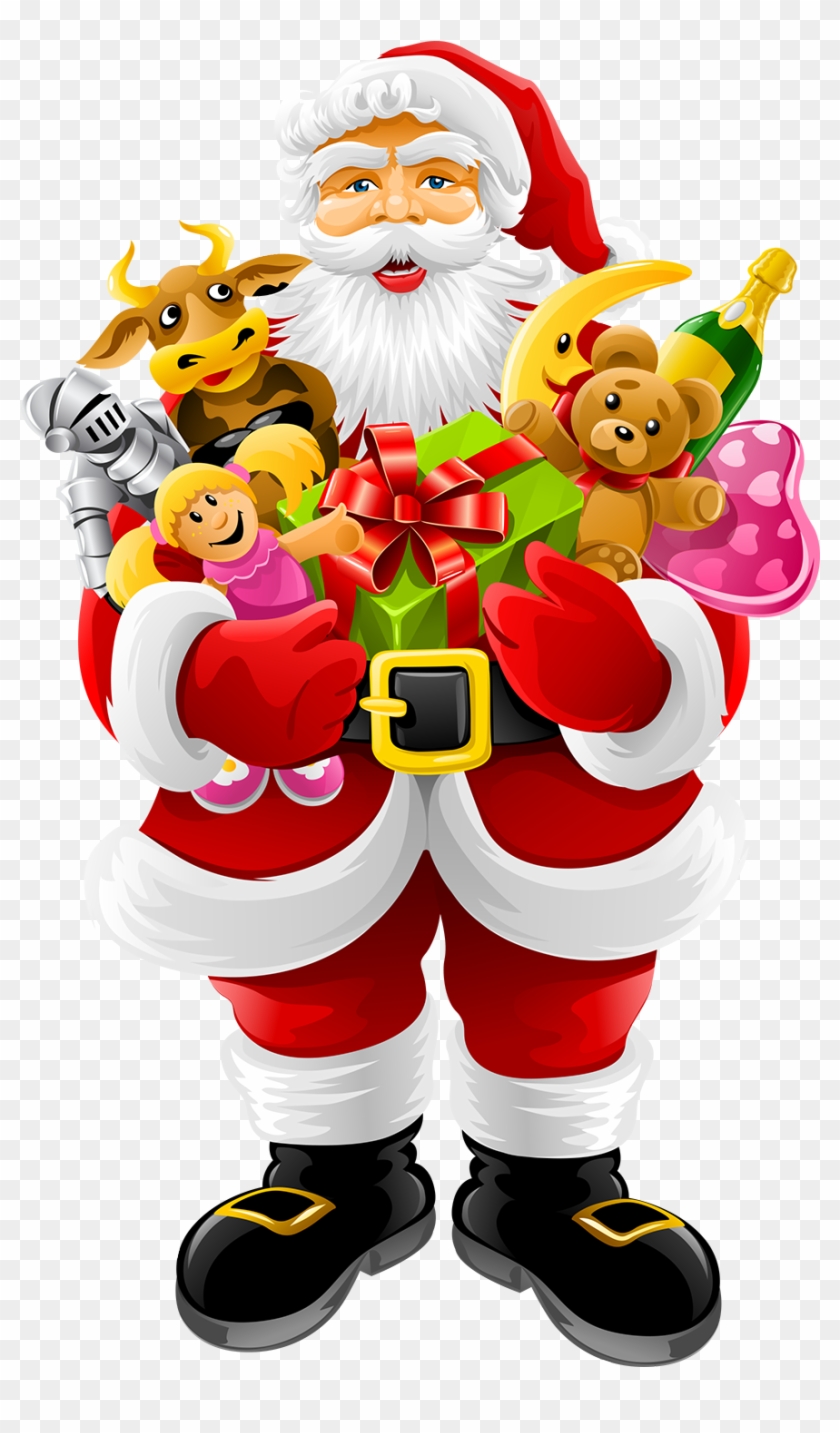 Santa Claus Holding Gifts Png Image - Christmas Pics With Santa Clause ...