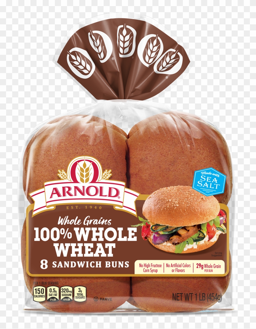 Arnold 100% Whole Wheat Sandwich Buns Package Image - Arnold Bread, HD ...