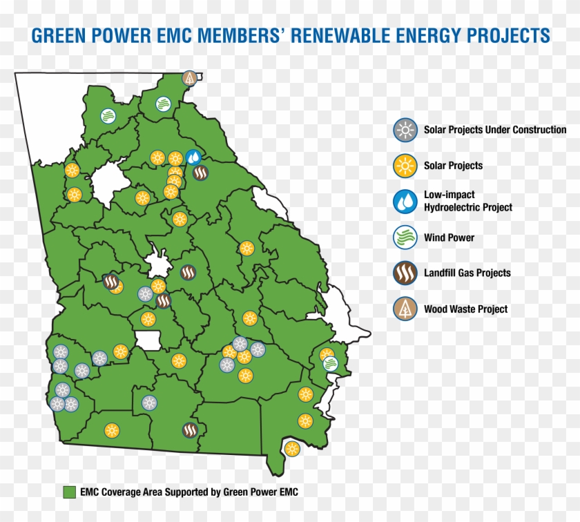 Green Power Emc Members' Renewable Energy Projects - Map, HD Png ...