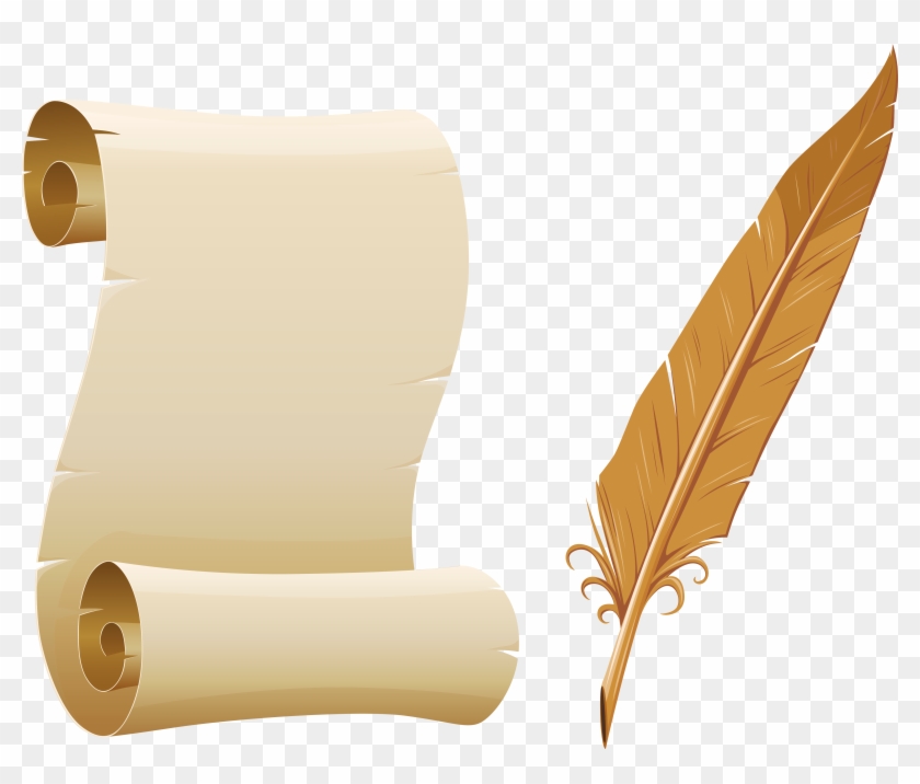 Scrolled Paper And Quill Pen Png Picture - Paper And Quill Transparent ...