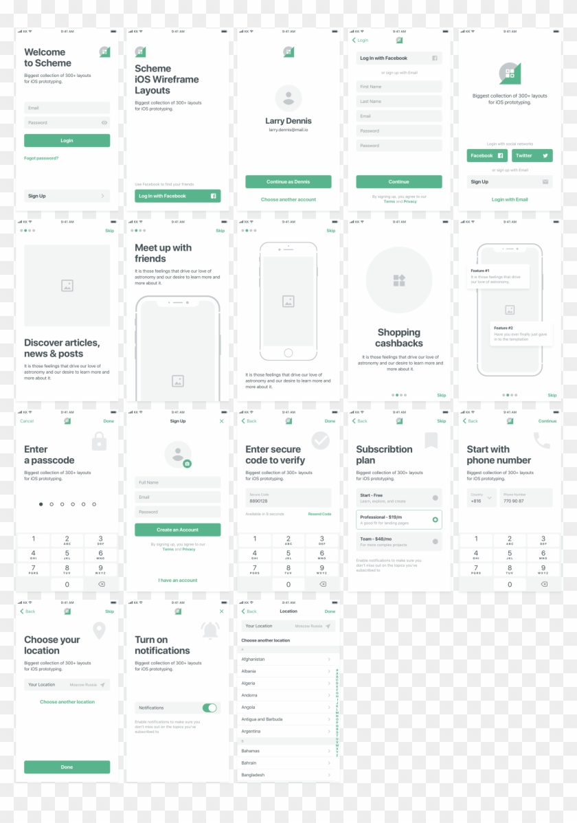 Scheme Ios Wireframe Kit - Wireframe Ui Design, HD Png Download ...