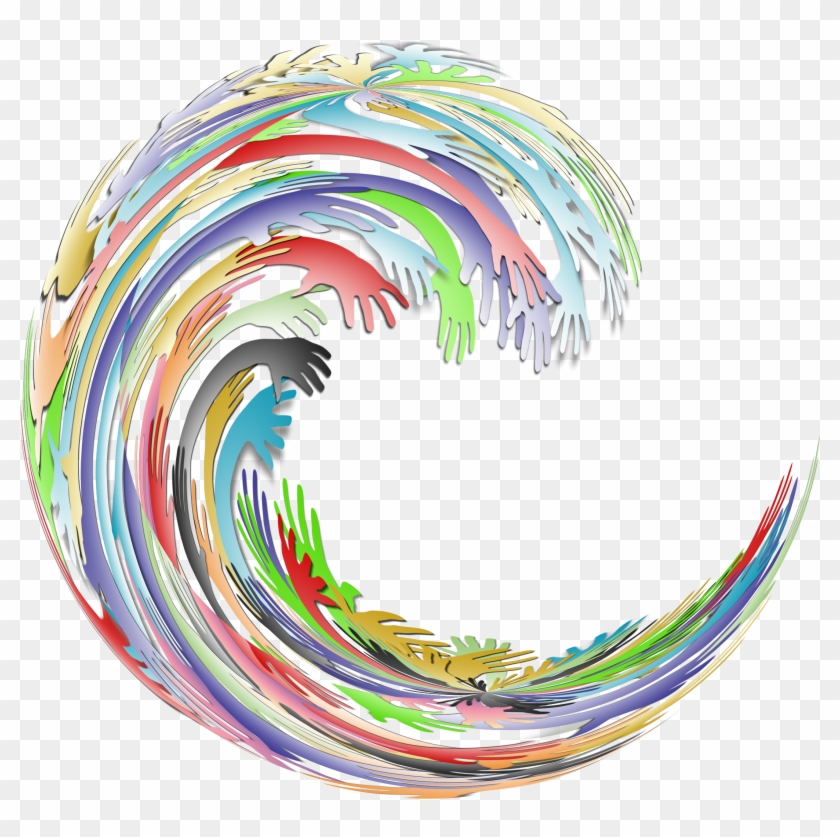 Swirl Of Colorful Hands - Coloured Hands Png Transparent, Png Download ...