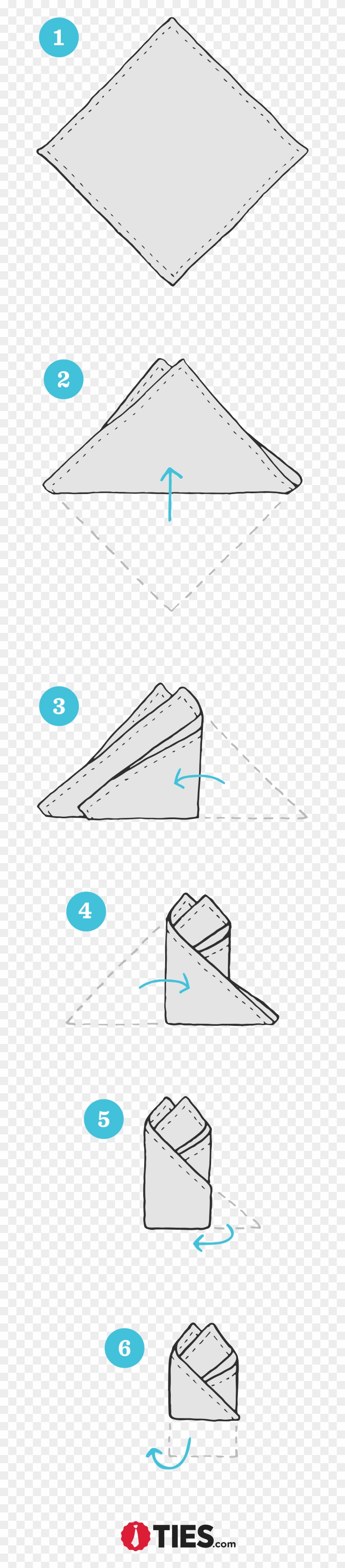 The Two Peaks Folding Instructions - Single Peak Pocket Square, HD Png ...