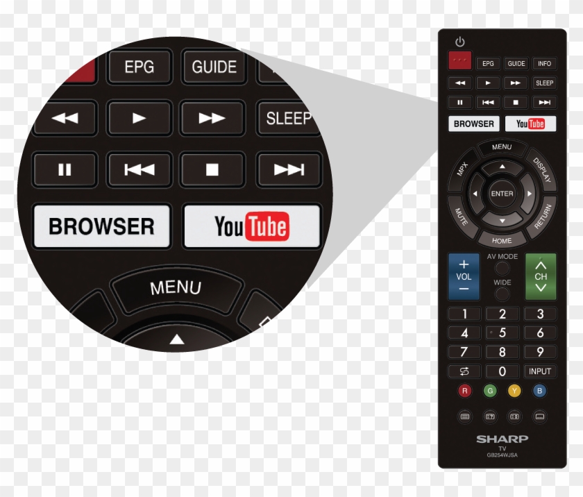 Remote Control With Web Browser And Youtube Button - Sharp Lc60ua6500x ...