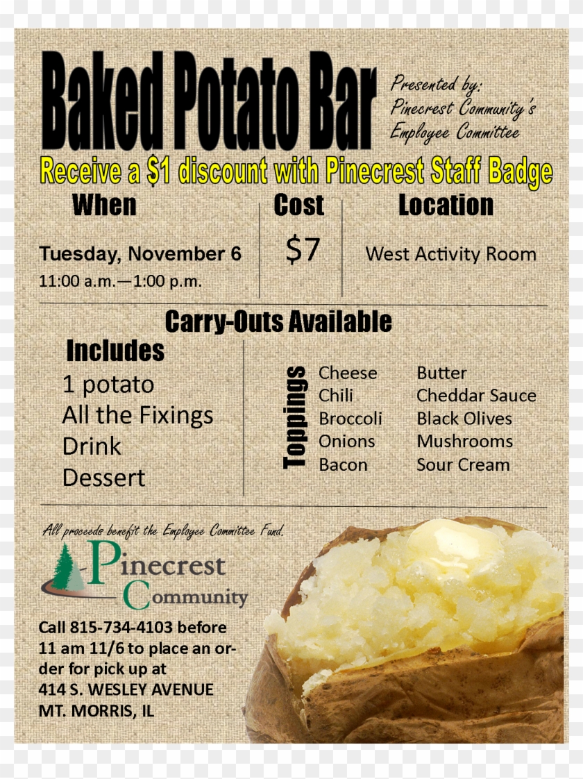 Baked Potato Bar Fundraiser Baked Potato Bar Lunch HD Png Download 