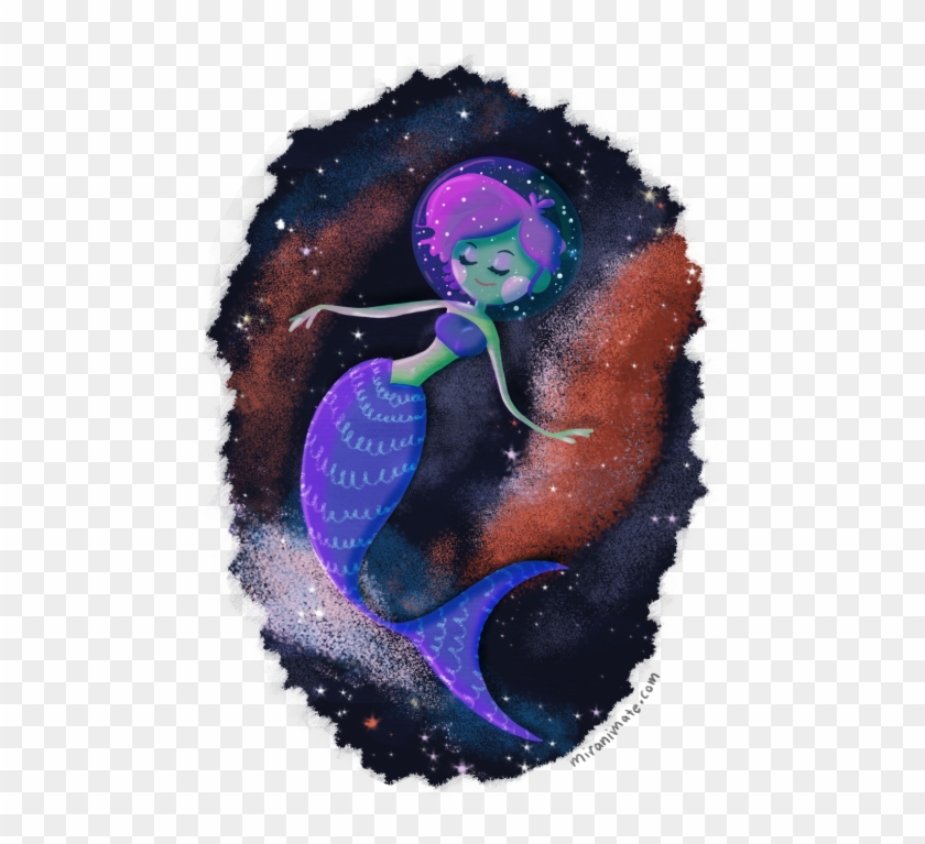 Swim On, Space Mermaid - Illustration, HD Png Download - 500x701 ...