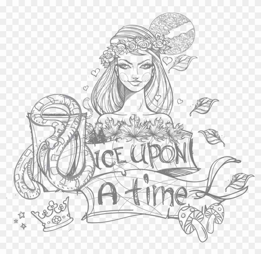 European Fairy Tales Once Upon A Time - Fairy Tale Clipart Black And ...