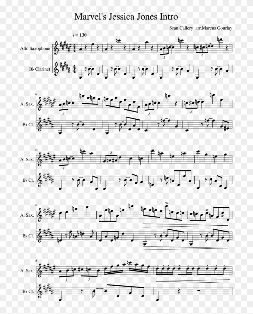 Marvel S Jessica Jones Intro - Yuri On Ice Clarinet Sheet Music, HD Png ...
