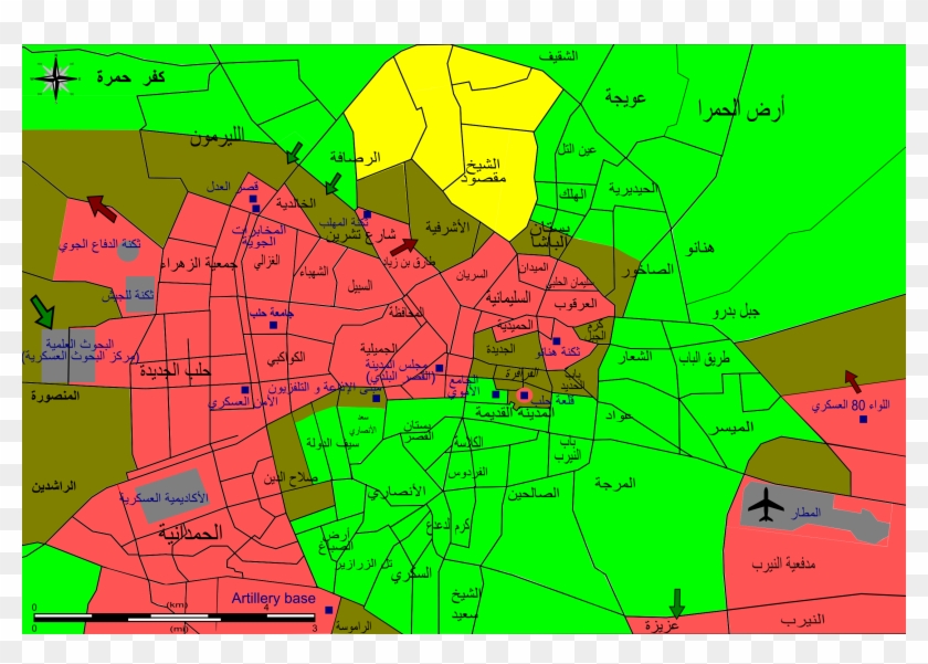 Battle Of Aleppo Map-ar - Aleppo Battle Map 2013, HD Png Download ...