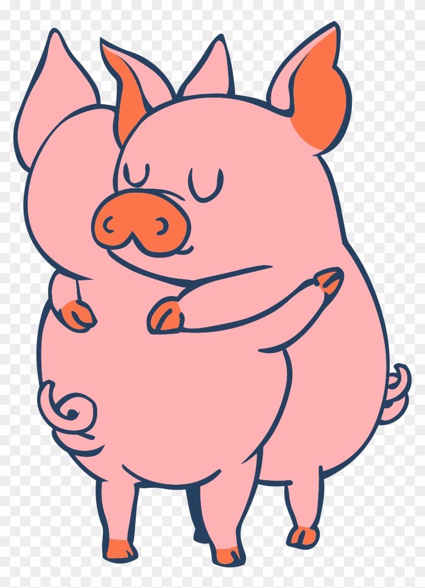 #cute #pigs #hug #love #friends - Hug Pig Cartoon, HD Png Download ...