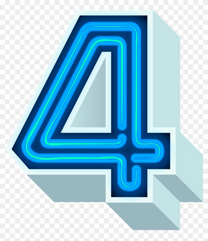Number Four Neon Blue Png Clip Art Image, Transparent Png - 7222x8000 ...