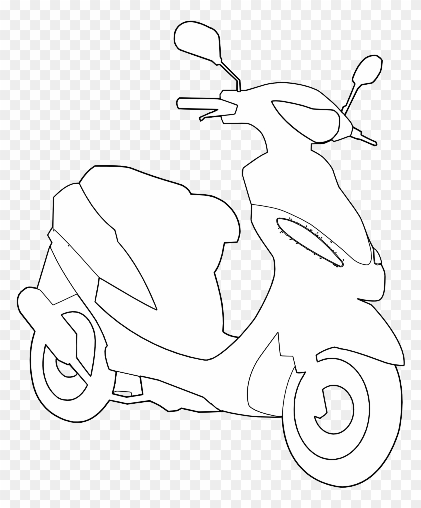 Blue Scooter Black White Line Art 999px 136 - Scooter, HD Png Download ...