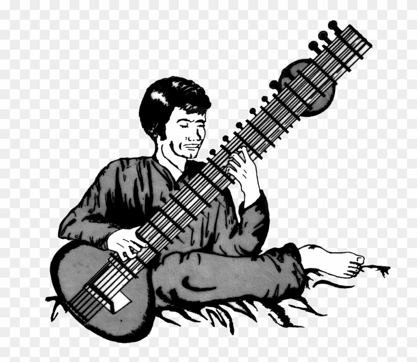 Sitar Instrument Drawing