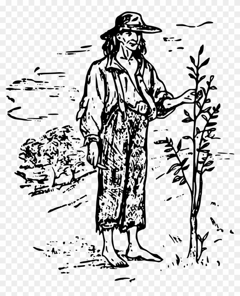 Big Image - Johnny Appleseed Clipart Black And White, HD Png Download ...