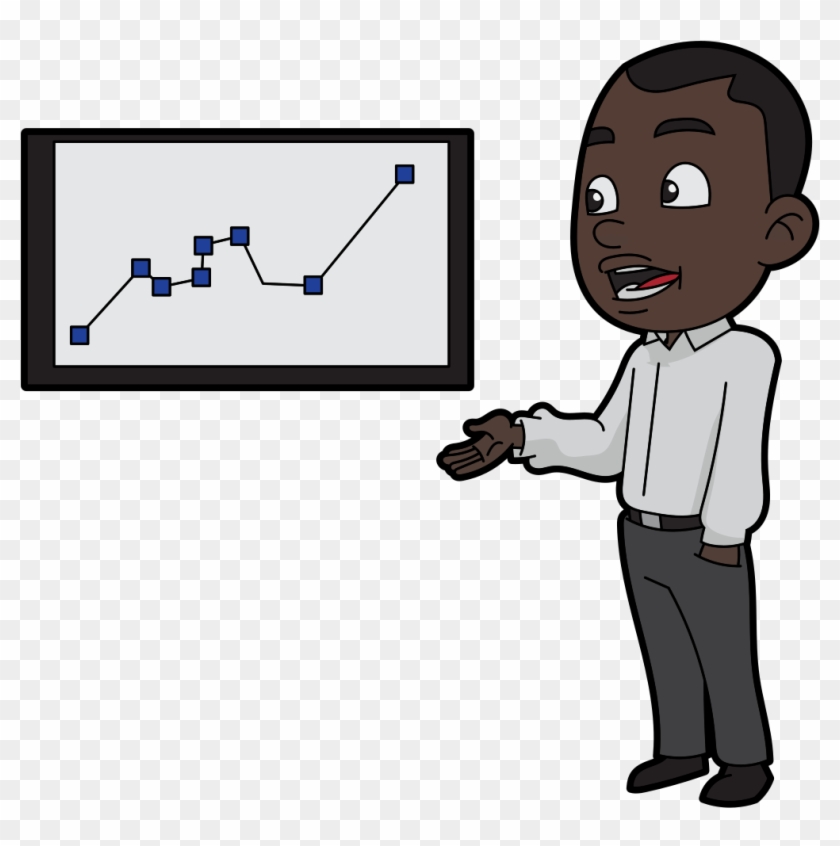 Cartoon Black Man Talking And Presenting A Performance - Person ...