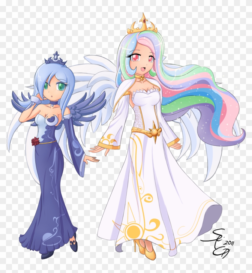 Anthropomorphized Princess Luna And Celestia Mlp Celestia Human Hd Png Download 2016x2031
