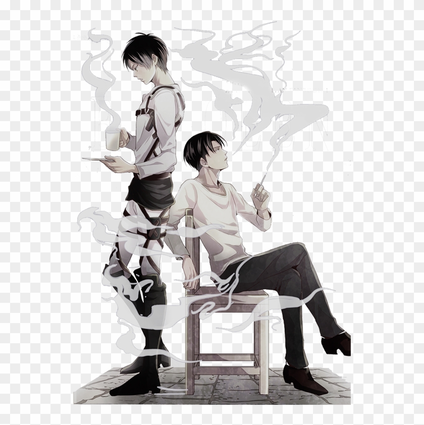 Eren & Levi - Attack On Titan Levi Smoking, HD Png Download - 550x762 ...