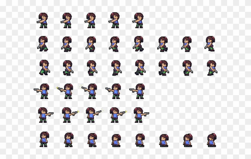 Drawn Gun Sprite Sheet - Personnage De Jeux Video Sprite, HD Png ...