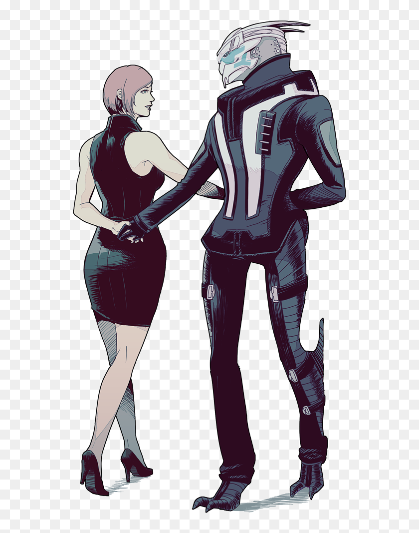Mass Effect Garrus X Femshep, HD Png Download - 556x1000(#6746089 ...