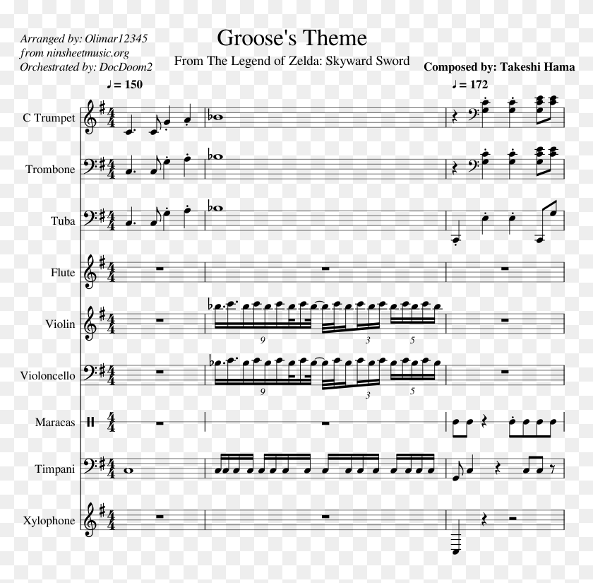 Groose S Theme Sheet Music Composed By Composed By, HD Png Download ...