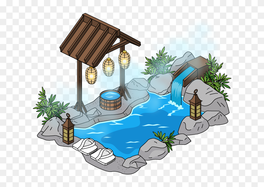 Fg Decoration Onsenjapanesehotspring - Hot Springs House Cartoon, HD ...
