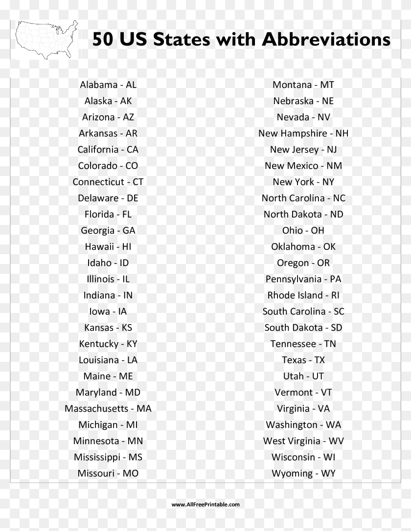 50 States In Alphabetical Order Numbered HD Png Download 2550x3300 