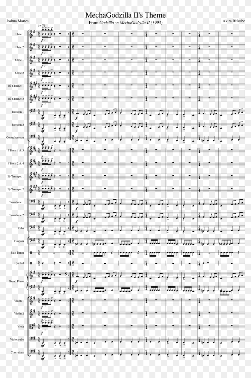Godzilla Vs King Ghidorah Theme Sheet Music, HD Png Download ...