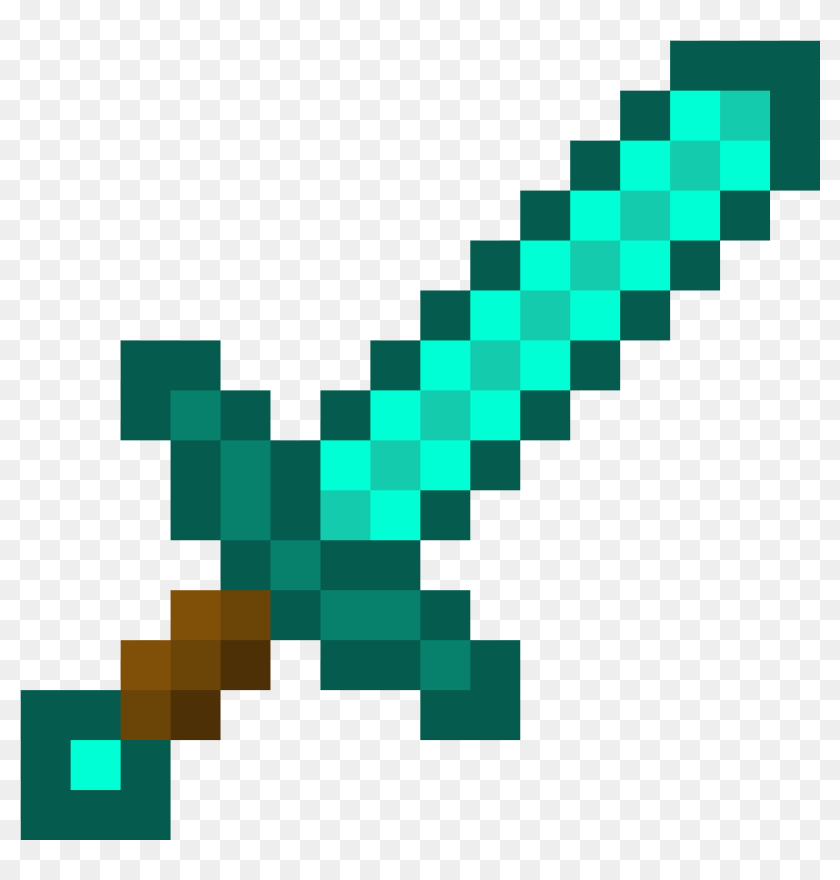 Minecraft Diamond Pickaxe And Sword Crossed