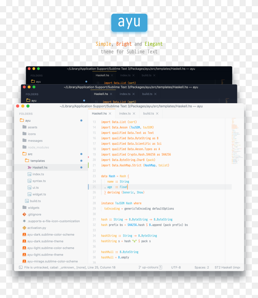 Ayu - Ayu Theme Sublime Text 3, HD Png Download - 1940x2240(#6847477 ...