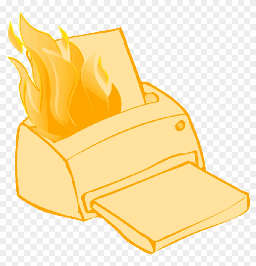 Printer, Paper, Fire, Cartoon, Hot, Electronics, Broken - Printer On ...