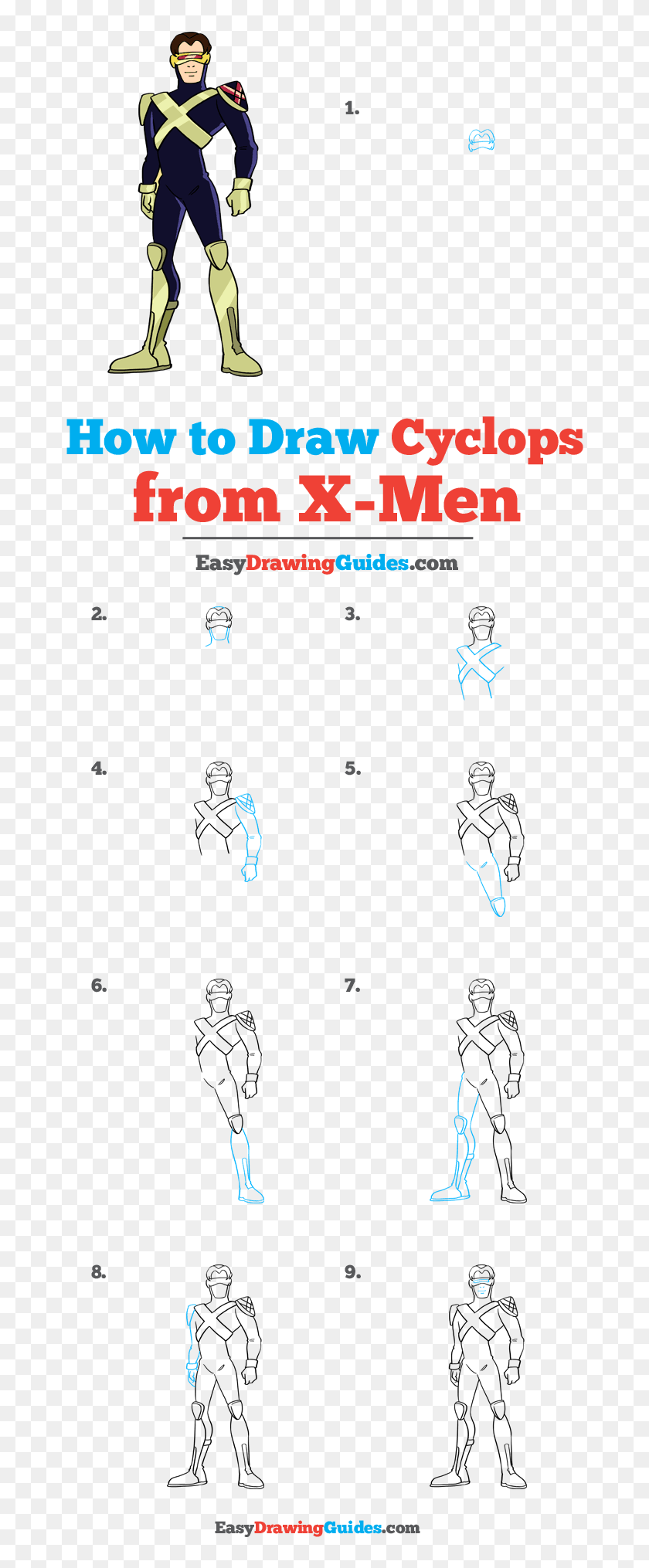 How To Draw Cyclops From X-men - Drawing, HD Png Download - 736x2009 ...