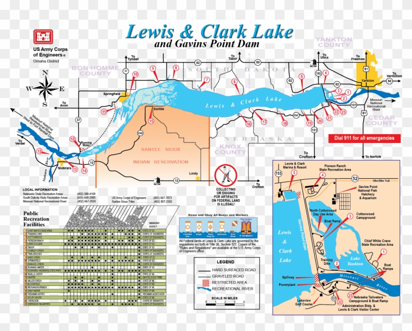 File - Lewisclarklakemap - Map Lewis And Clark Lake Along The Missouri ...