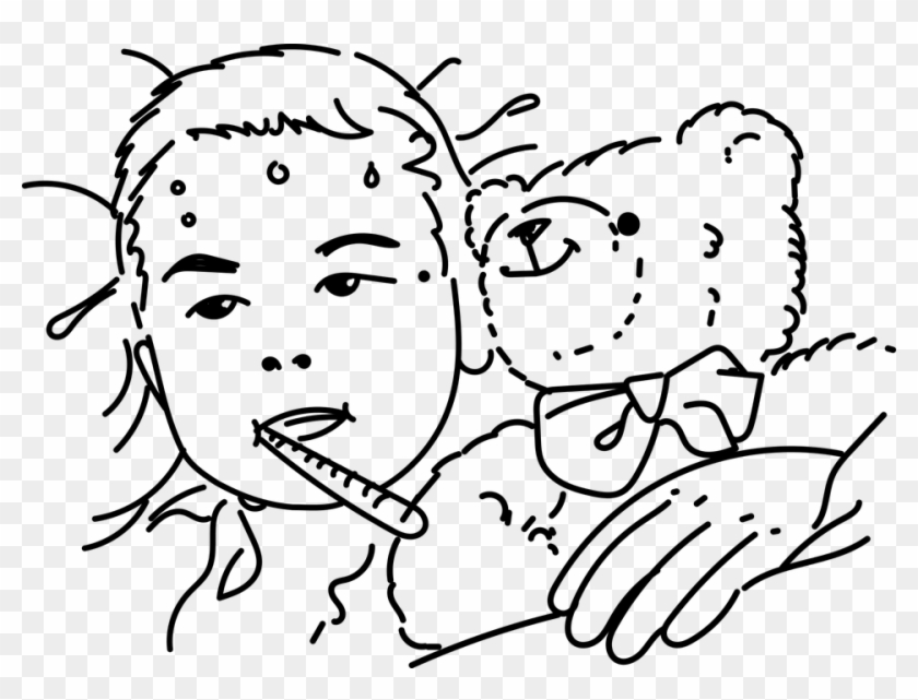 Sick Child Png Black And White - Child With Fever Clipart Black And ...