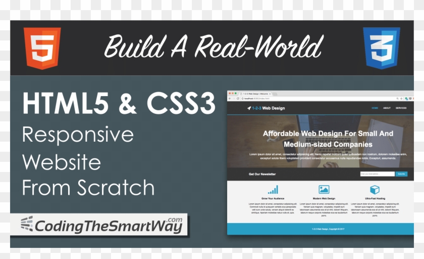 Build A Real-world Html5 & Css3 Responsive Website - Website From Scratch Html, HD Png Download ...